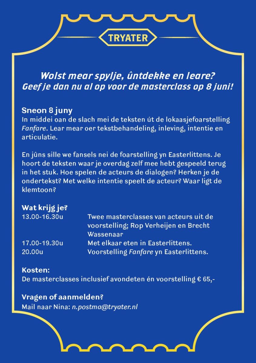 Wolst mear spylje, ûntdekke en leare? » Tryater